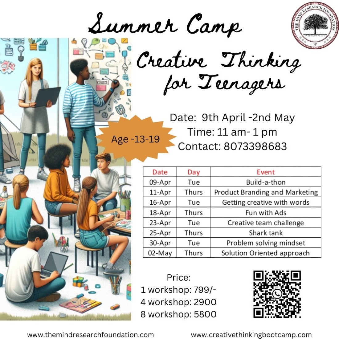 Summer Camp- Creative thinking for teenagers, The Mind Research ...