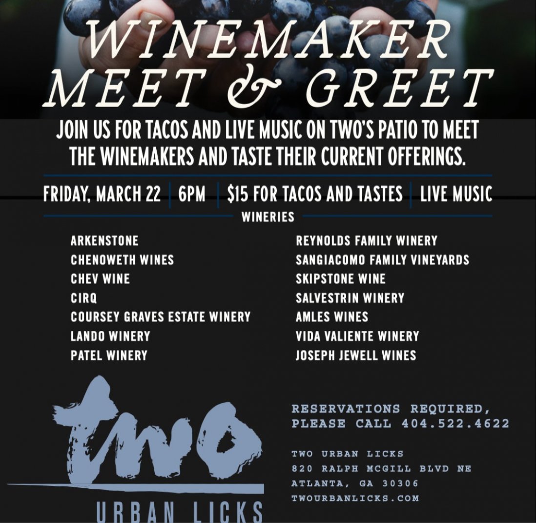 Sip and Say Hello at TWO urban licks’ Winemaker Meet & Greet, TWO urban ...