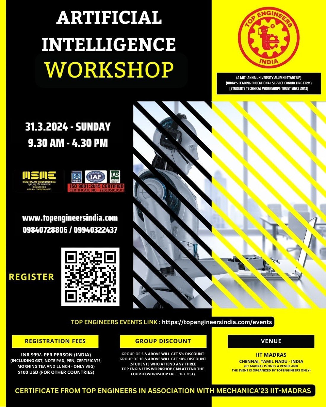 ARTIFICIAL INTELLIGENCE WORKSHOP, IIT MADRAS, Chennai, 31 March 2024 ...