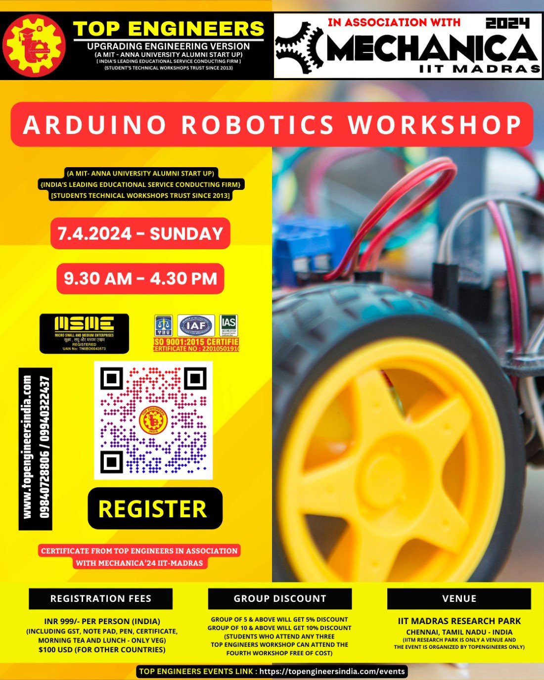 ARDUINO ROBOTICS WORKSHOP, IIT Madras Research Park, Chennai, 7 April 2024 | AllEvents.in