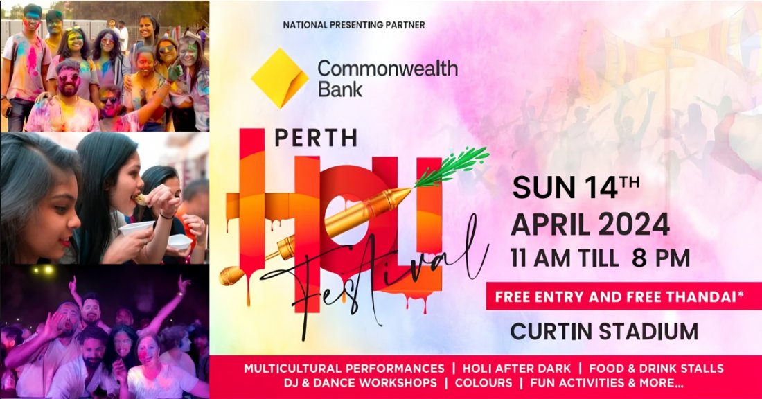 Holi Festival Perth - 14th April 2024 , Curtin Stadium Edinburgh South ...