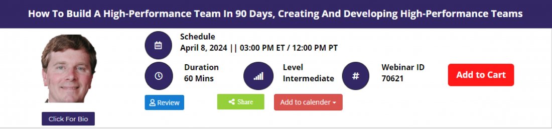 How To Build A High-Performance Team In 90 Days, Creating And ...