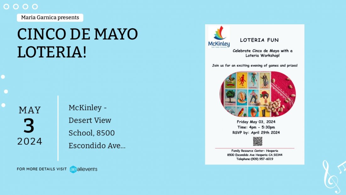 Cinco De Mayo Loteria Fun! , McKinley - Desert View School, Hesperia, 3 May 2024 | AllEvents.in