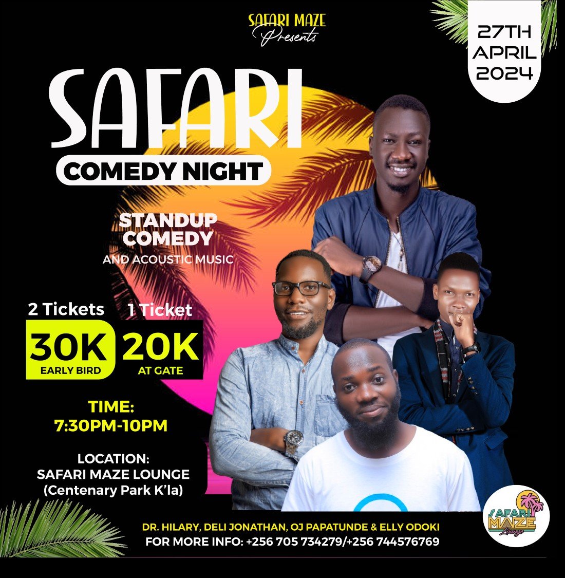 SAFARI COMEDY NIGHT, Safari maze Lounge(Centenary park Kla), Kampala ...