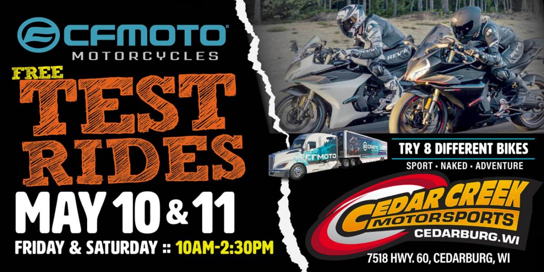 CFMoto Motorcycle Free Test Ride Event Tickets, Cedar Creek Motorsports ...