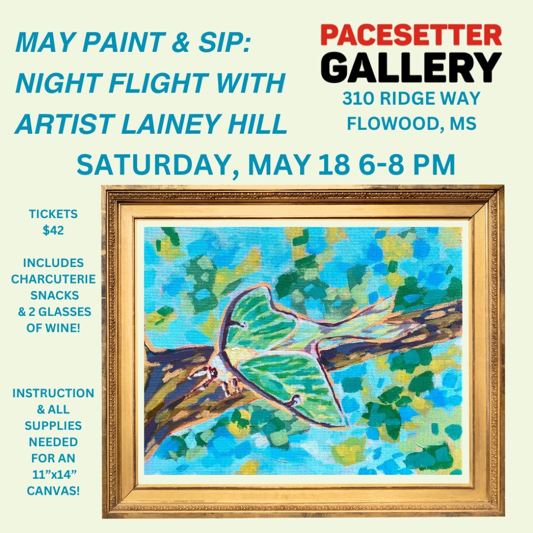 May Pacesetter Paint and Sip with Artist Lainey Hill, Pacesetter Gallery, Flowood, 18 May 2024 ...