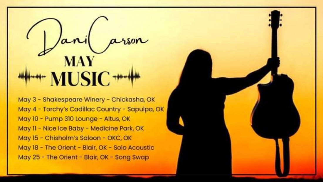Dani Carson Live, Torchy's Cadillac Country, Sapulpa, 4 May to 5 May ...