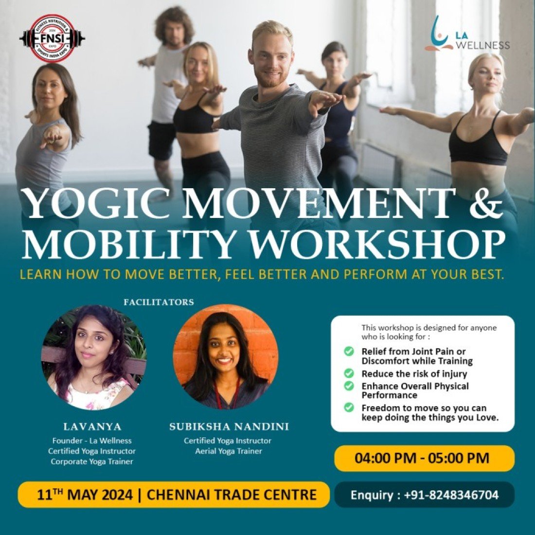 Yogic Movement and Mobility Workshop, CHENNAI TRADE CENTRE, 11 May 2024 ...