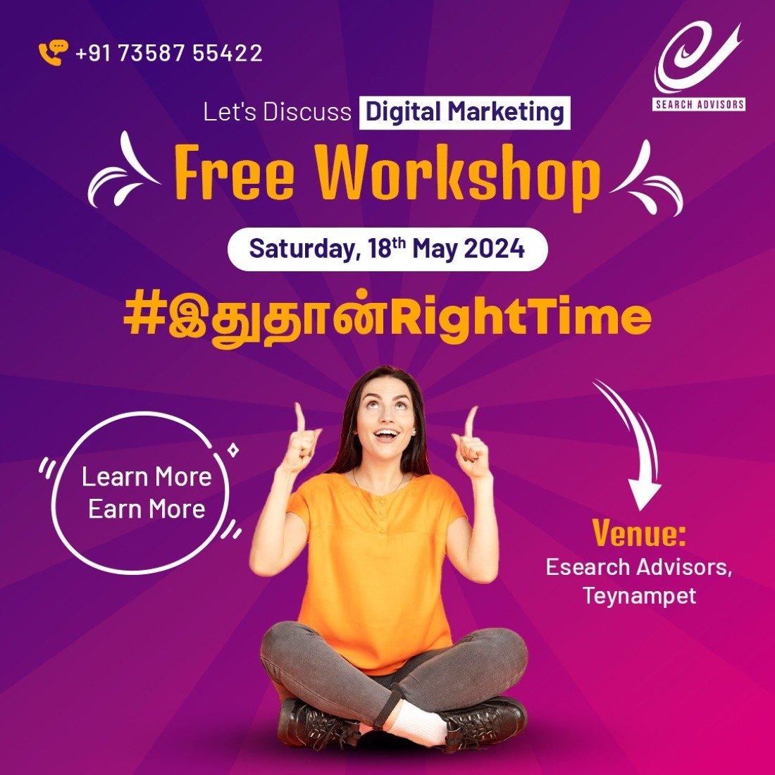 Free Digital Marketing Workshop, ESearch Advisors Digital Marketing ...