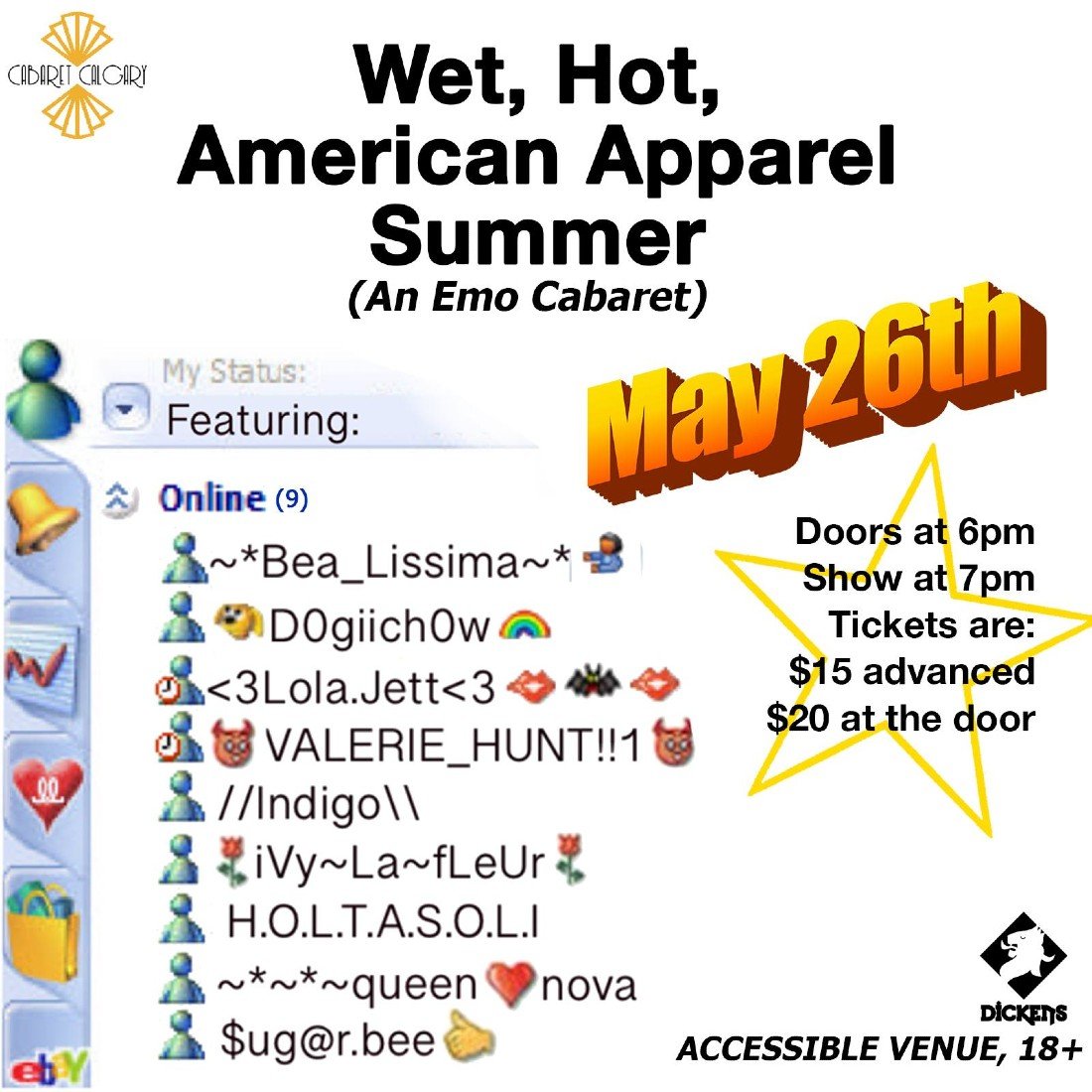 Wet, Hot, American Apparel Summer - An Emo Cabaret, Dickens Pub ...