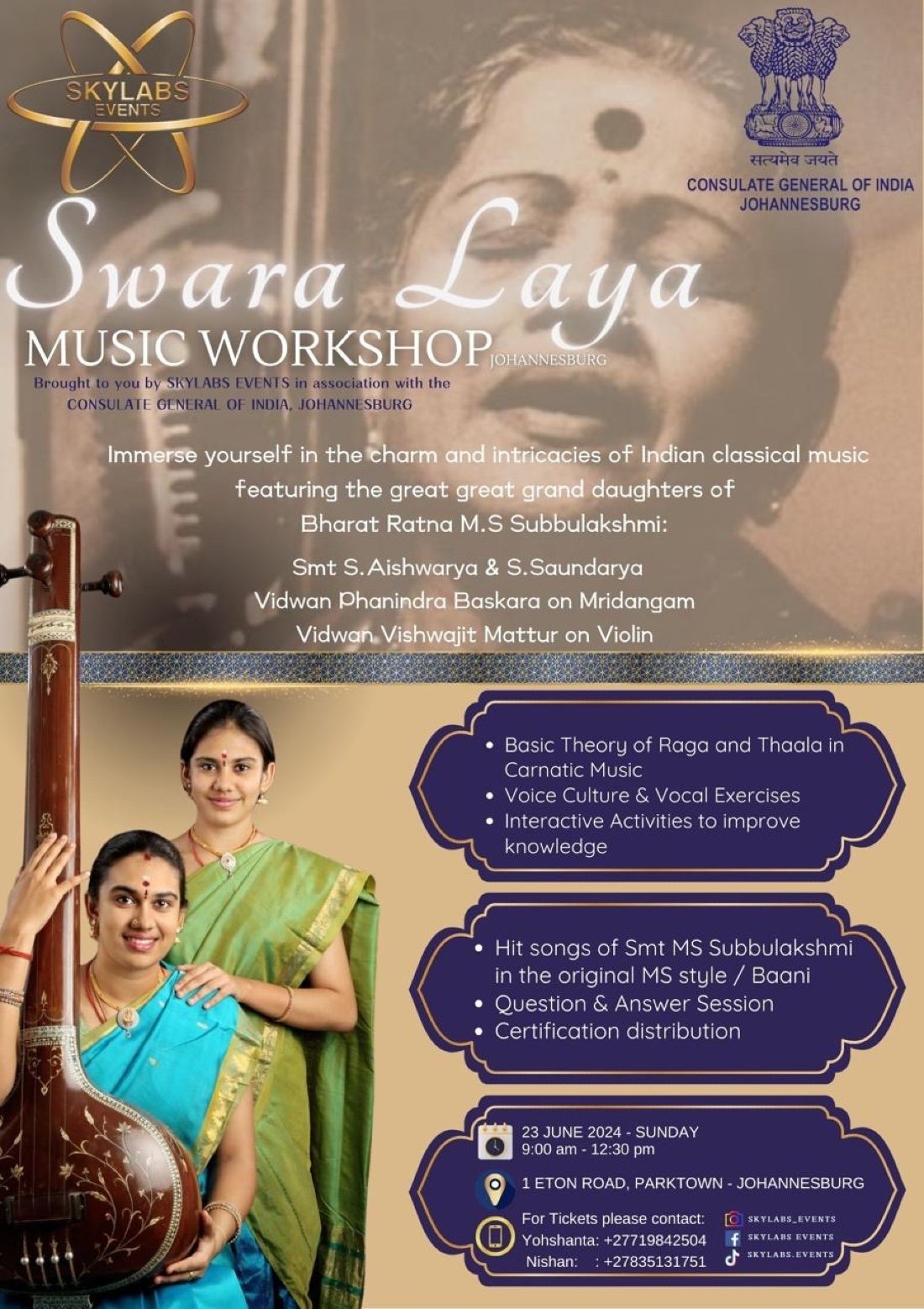 SWARA LAYA MUSIC WORKSHOP JOHANNESBURG, Indian embassy Johannesburg ...