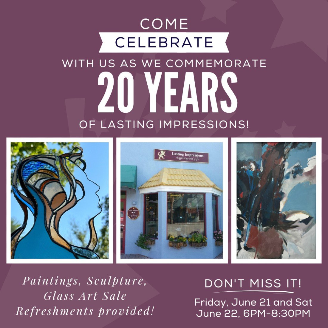 20 Year Celebration!! Paintings, Sculpture, Glass Art Sale ...