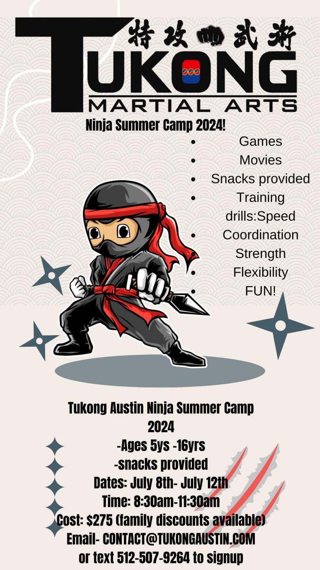 Ninja Summer Camp Tickets, Tukong Martial Arts - Tukong Austin, Mc Neil ...