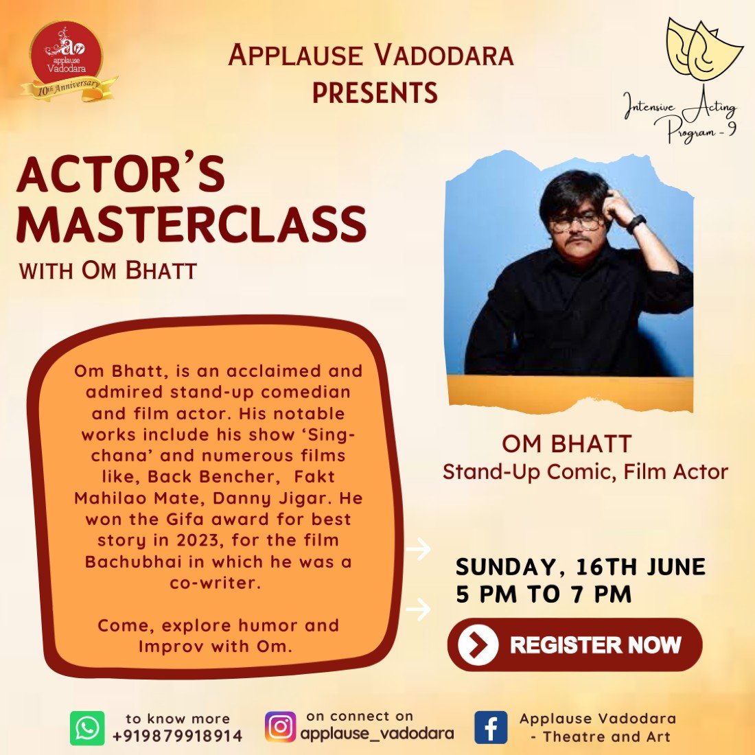 Actors Special Mastercalss with Om Bhatt | AV 10th Anniversary , Flex ...