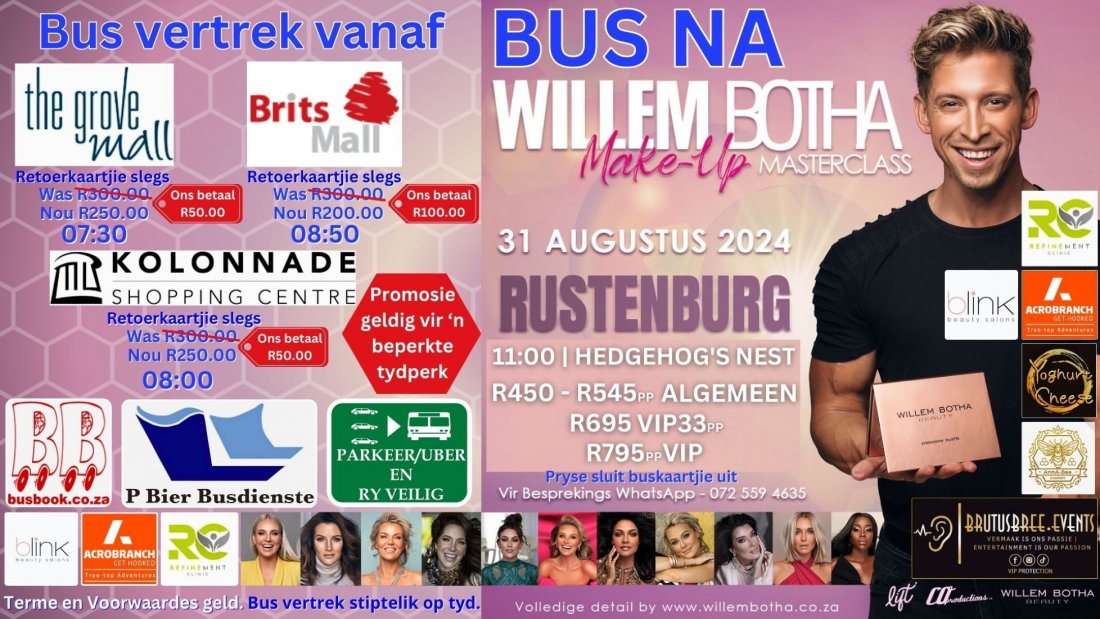 Bus na Willem Botha Make-Up Masterclass - RUSTENBURG, Hedgehog's Nest ...