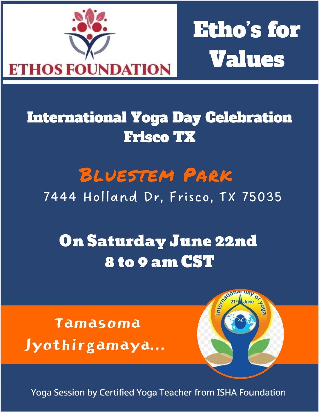 International Yoga Day Celebration in Frisco , Bluestem Park, Frisco ...