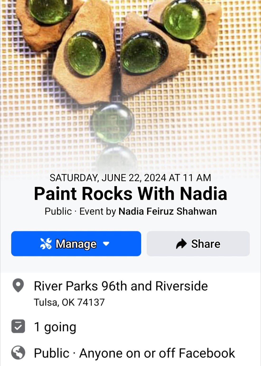 Painting Rocks On Canvas with Nadia, The Parks, Tulsa, 23 June 2024 ...