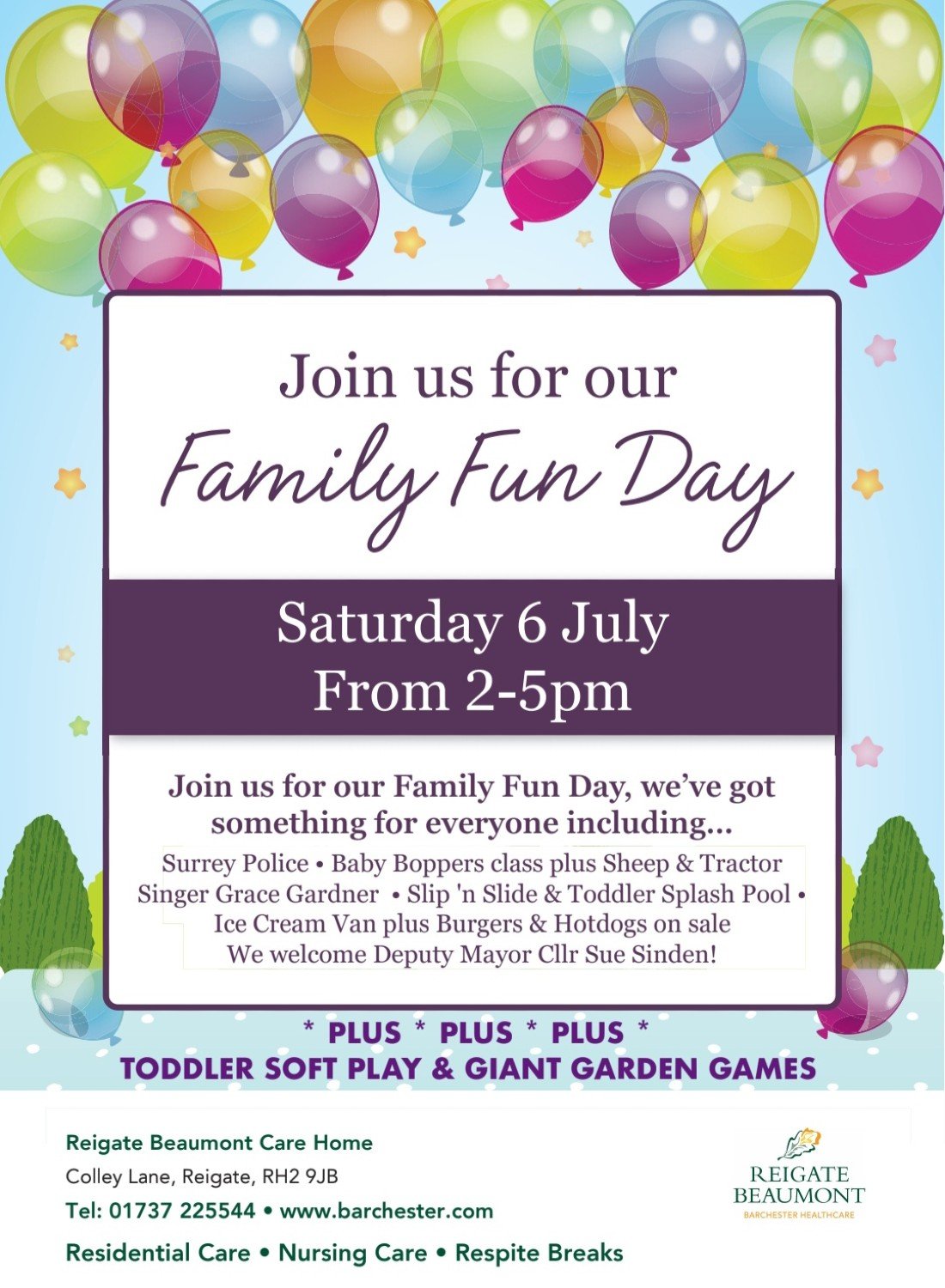 Family Fun Day Tickets, Barchester - Reigate Beaumont Care Home, 6 July ...