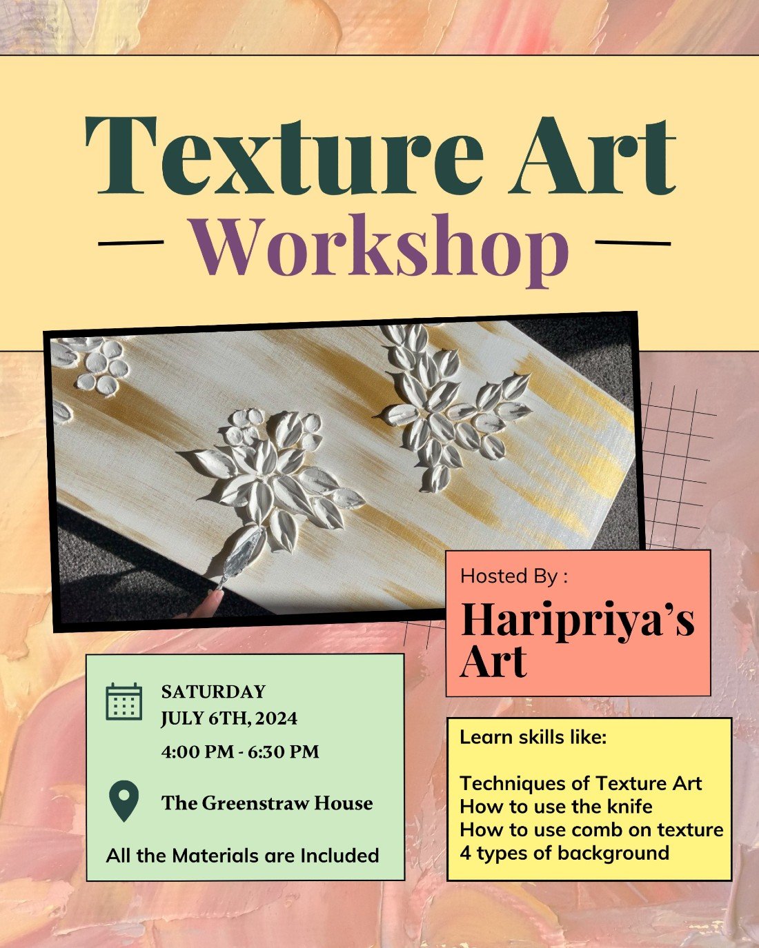 Texture Art Workshop, The Greenstraw House, Ahmedabad, 6 July 2024 ...