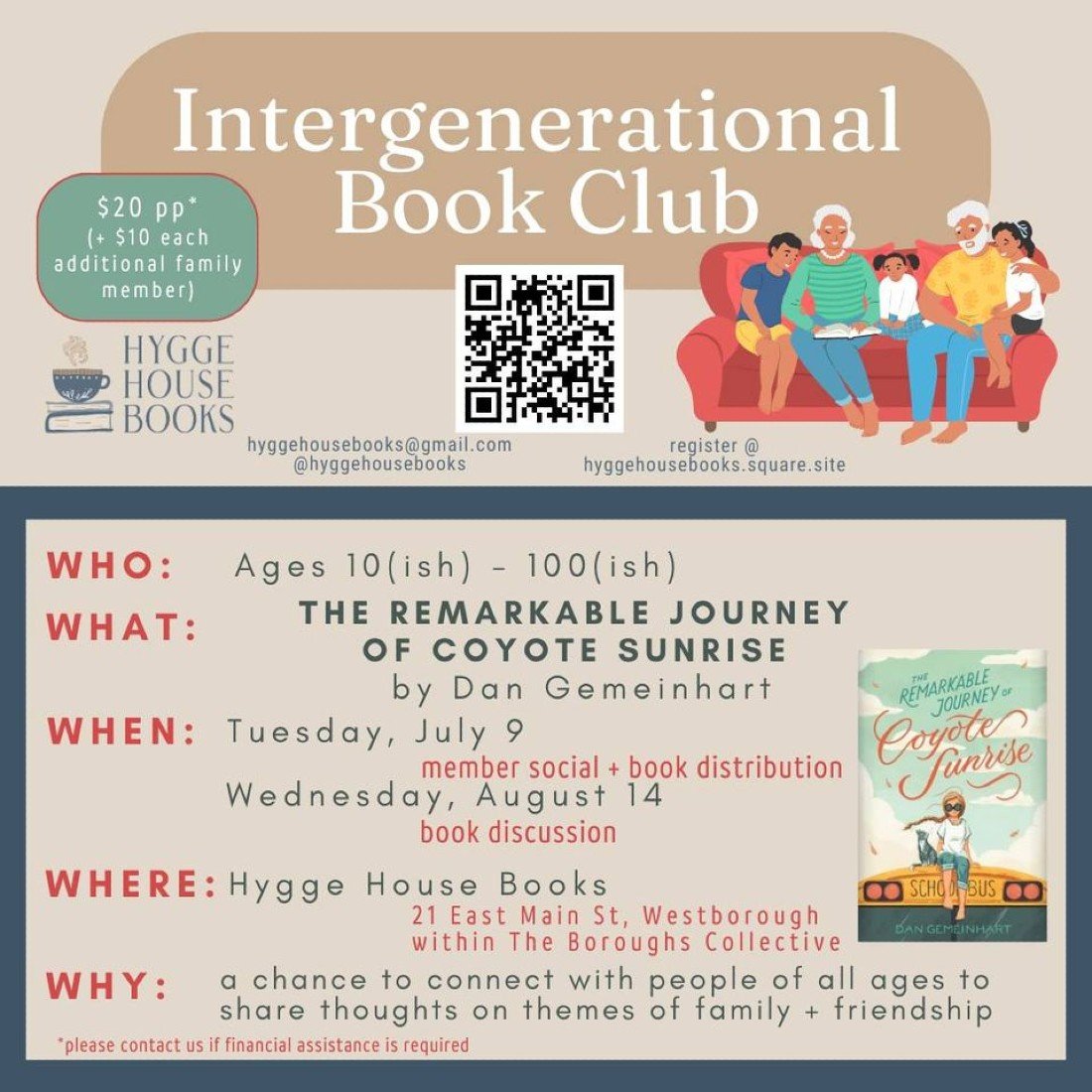 Intergenerational Book Club, Hygge House Books, Westborough, 9 July ...