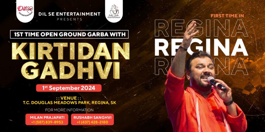 The Great Garba Mahotsav Canada 2024 - By Kirtidan Gadhvi | Open Ground Garba | 1st September ...