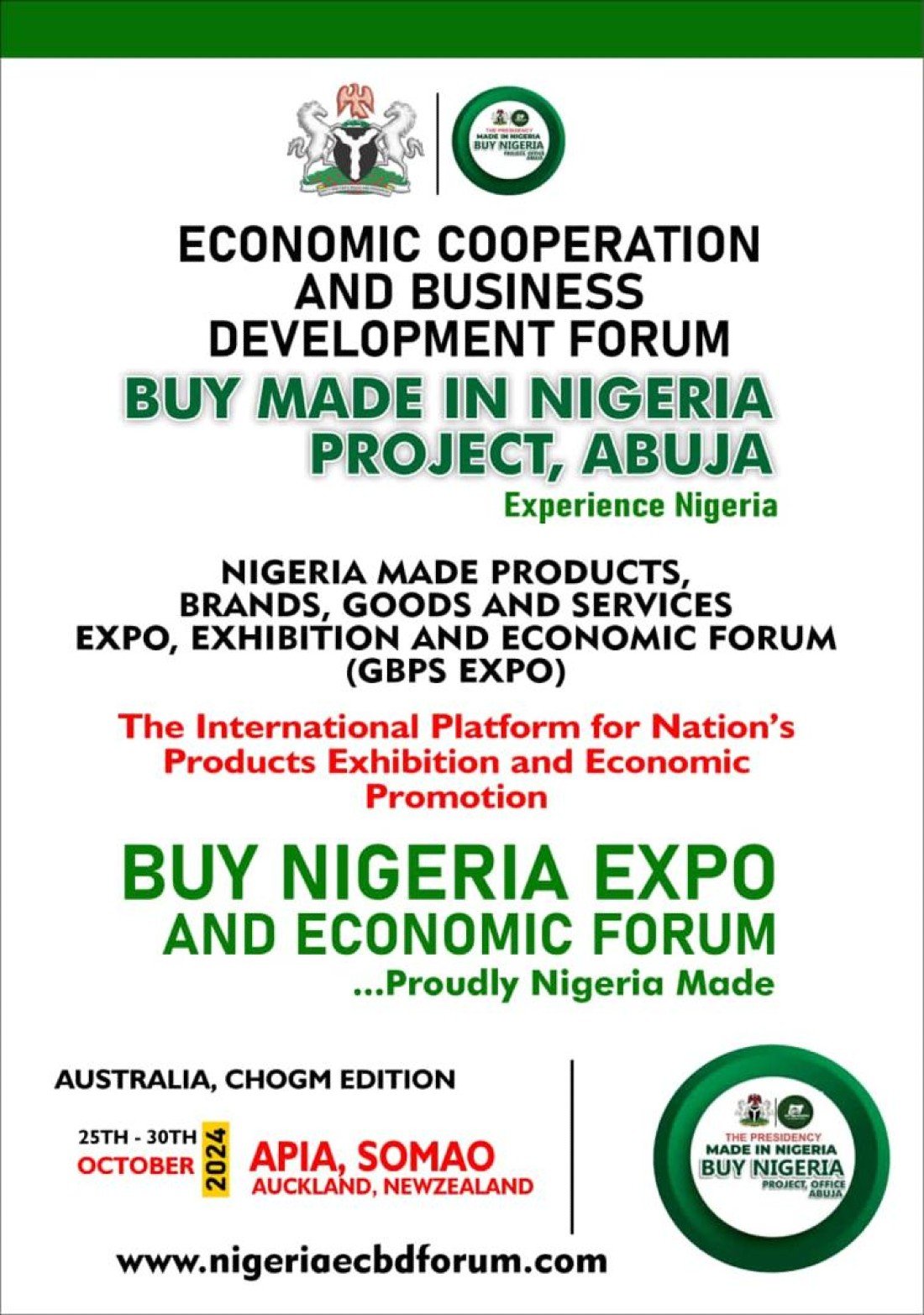 CHOGM 2024: BUY MADE IN NIGERIA EXPO AND EXHIBITION, Apia, 20 October to 30 October | AllEvents