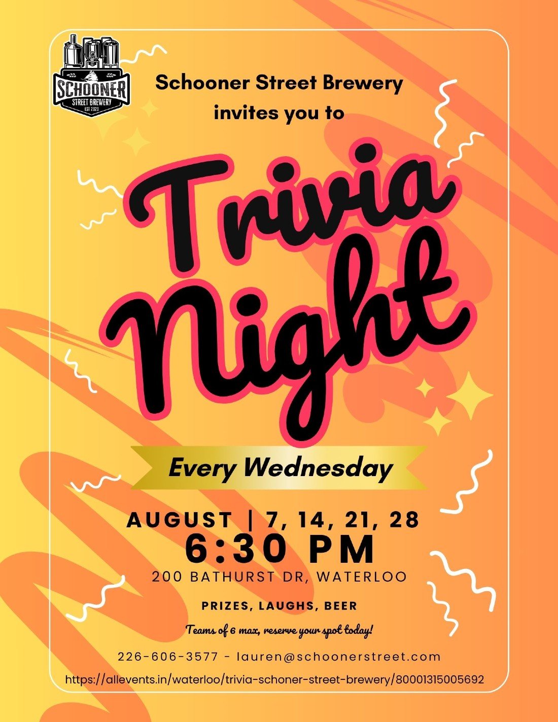 Schoner Street Brewery Trivia Tickets, Schooner Street Brewery ...