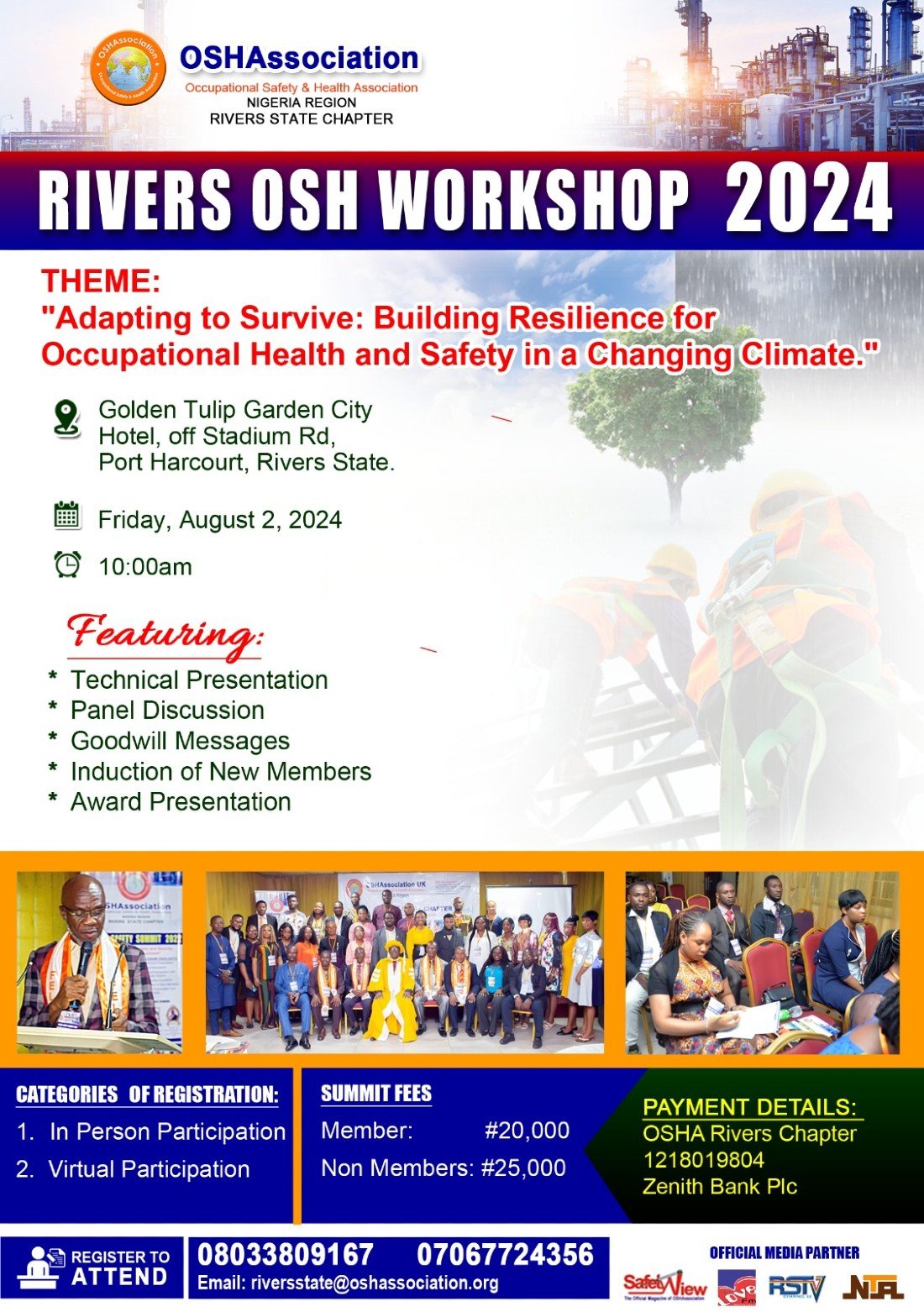 RIVERS OSH WORKSHOP 2024, GOLDEN TULIP GARDEN CITY HOTEL , Port ...
