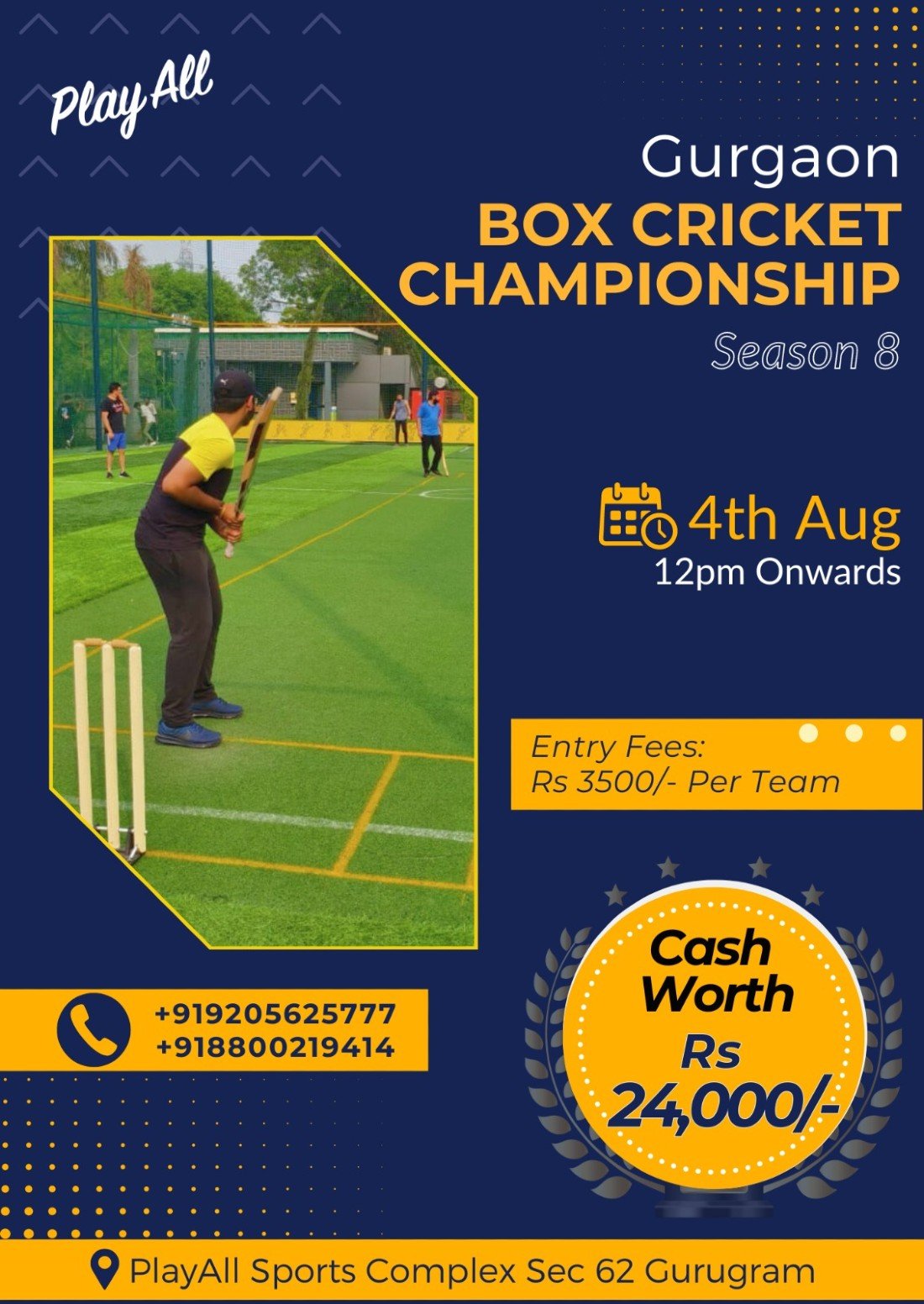 Gurgaon Box Cricket Tournament - Gurgaon 62, Season 8, PlayAll Sports ...