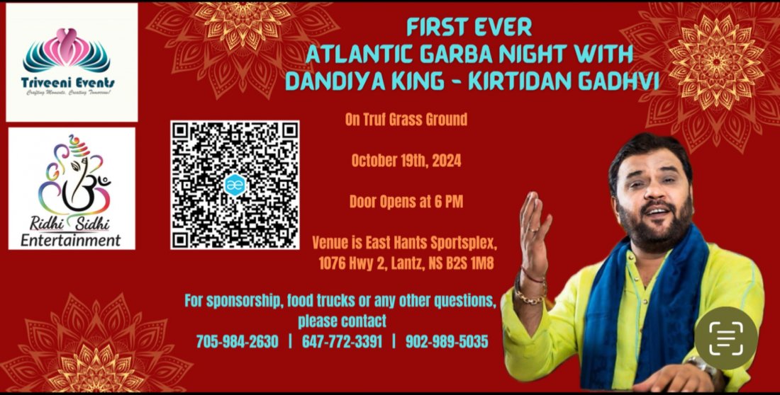 Atlantic Garba Night with Dandiya King - Kirtidan Gadhvi, East Hants Sportsplex, Elmsdale, 19 ...