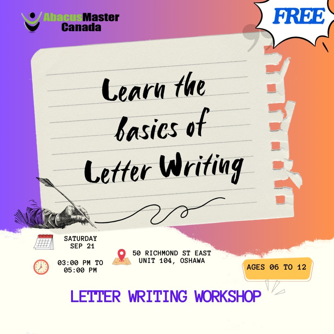 Free - Basics of Letter Writing, AbacusMaster Canada Oshawa, 21 ...