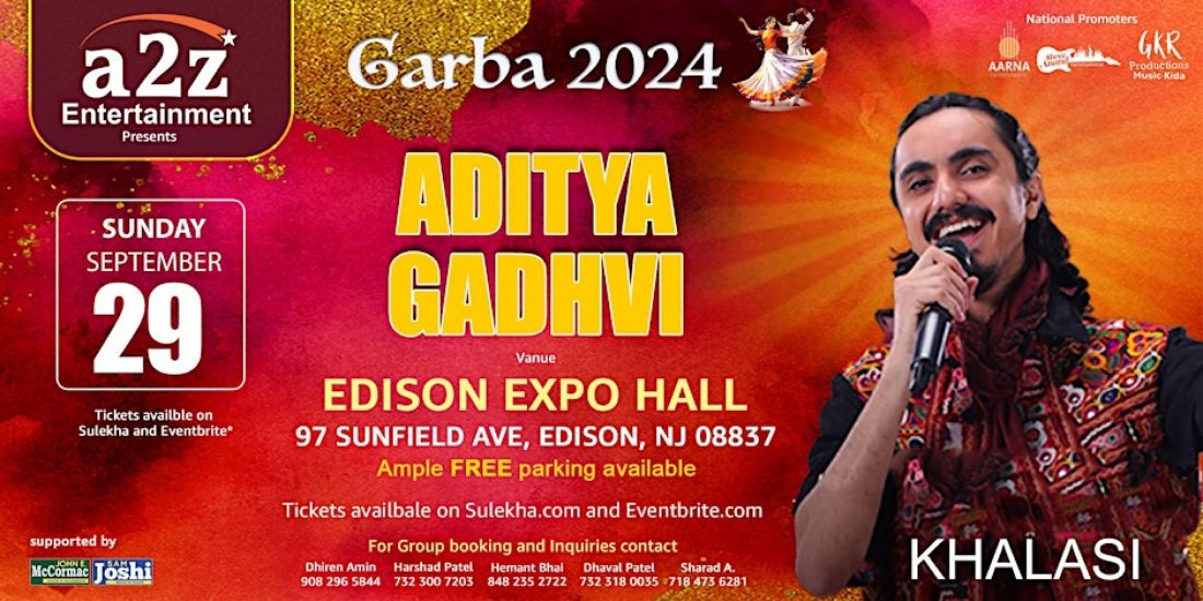 EDISON TURNS AS NAVRATRI RETURNS - ADITYA GADHVI, New Jersey Convention and Exposition Center ...