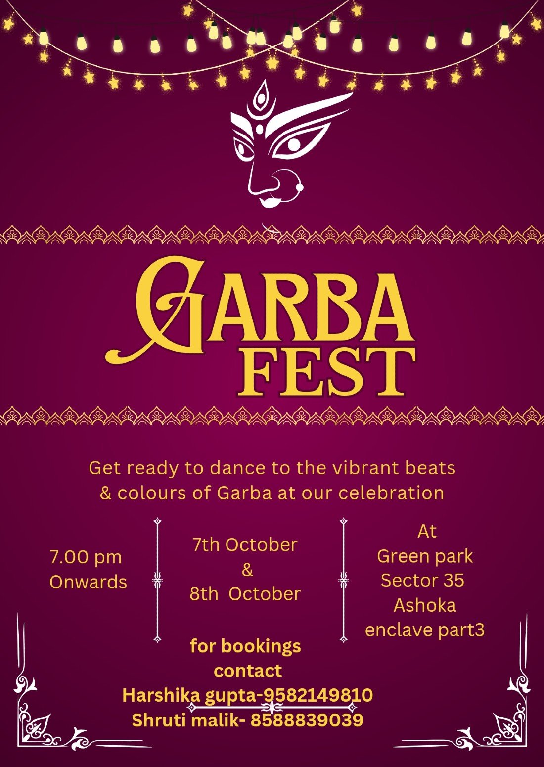 Dandiya Night (Garba Fest), Green park Ashoka enclave part 3 sector 35 ...