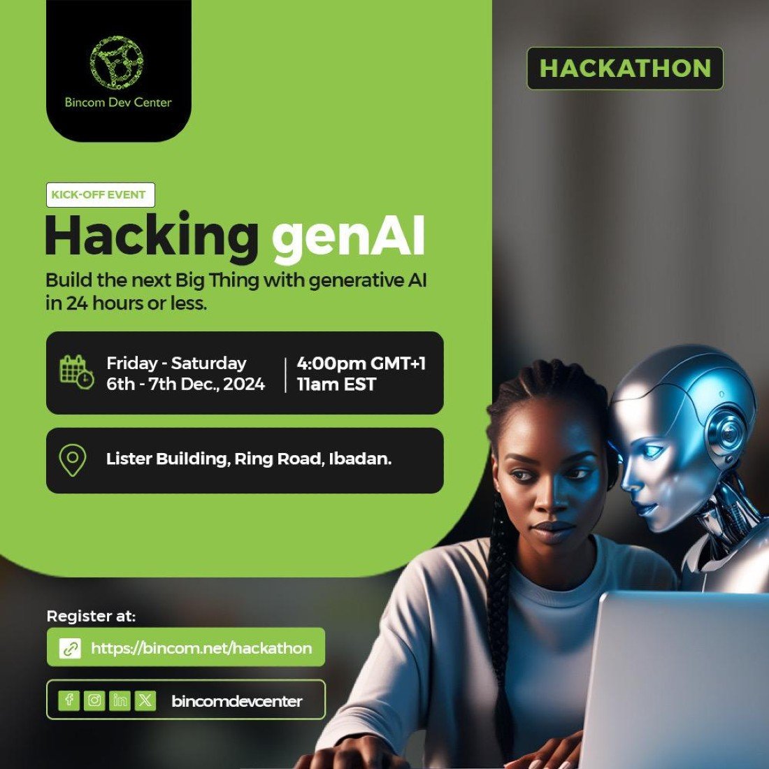 Hacking genAI - Bincom Hackathon Dec. 2024 - Ibadan Physical Kick-off Event, Nee house by Iyana ...