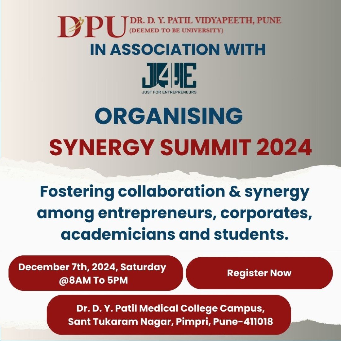 DPU in association with J4E is Organizing SYNERGY SUMMIT 2024., Dr. D ...