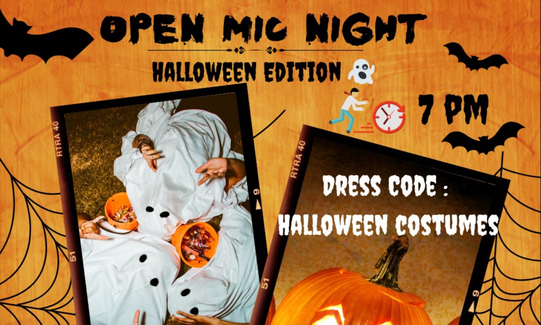 Halloween themed Open Mic Night : O3/11/2024 (sunday) , The Garden Cafe ...