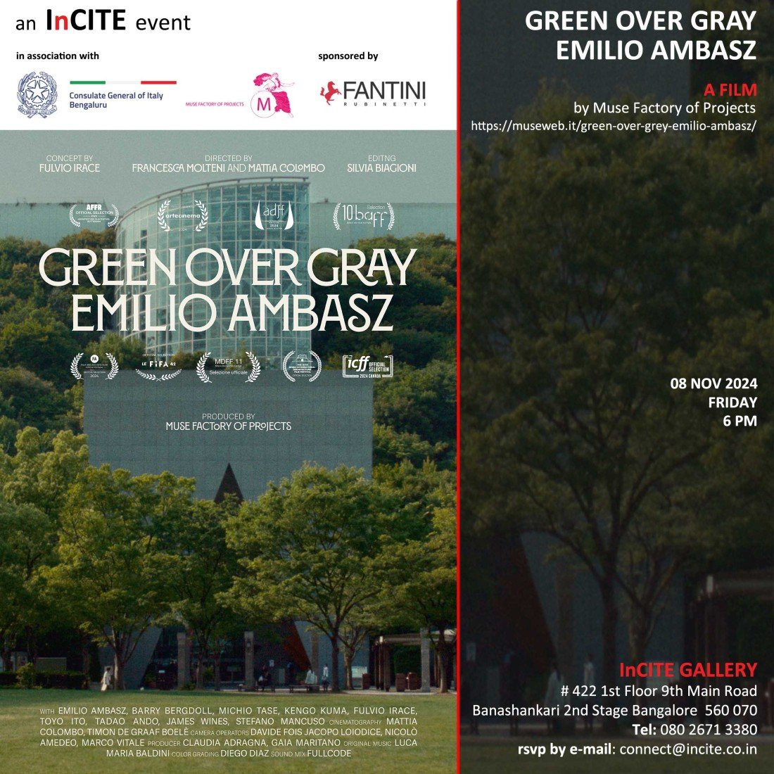 “GREEN OVER GRAY EMILIO AMBASZ” India premiere, InCITE Gallery, Bangalore, 8 November 2024 ...