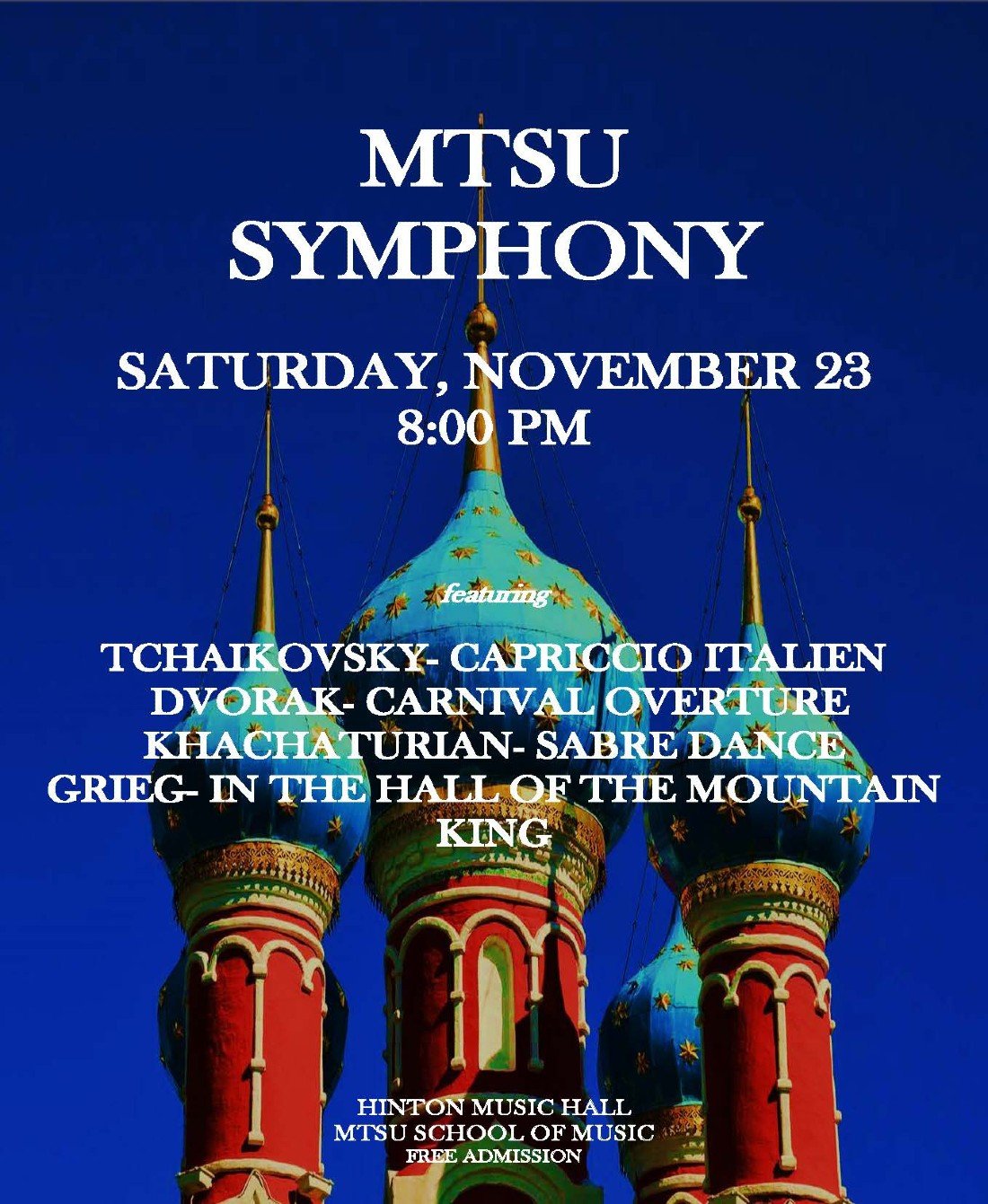 MTSU Symphony Concert, Hinton Music Hall, MTSU School of Music ...