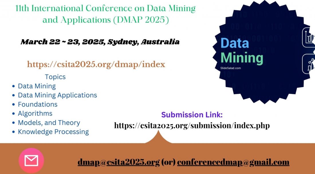 11th International Conference on Data Mining and Applications (DMAP 2025), Sydney, Australia, 22 ...