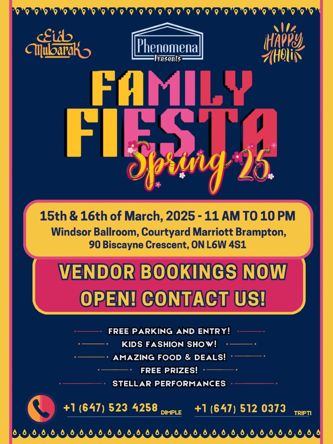 SPRING FAMILY FIESTA 2025 | March 15 & 16,2025 | Eid & Holi festivities ...