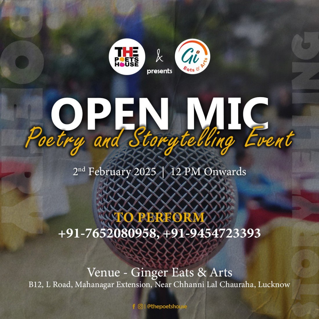 Open Mic - Poetry and Storytelling Event, Ginger Eats & Arts, Lucknow ...