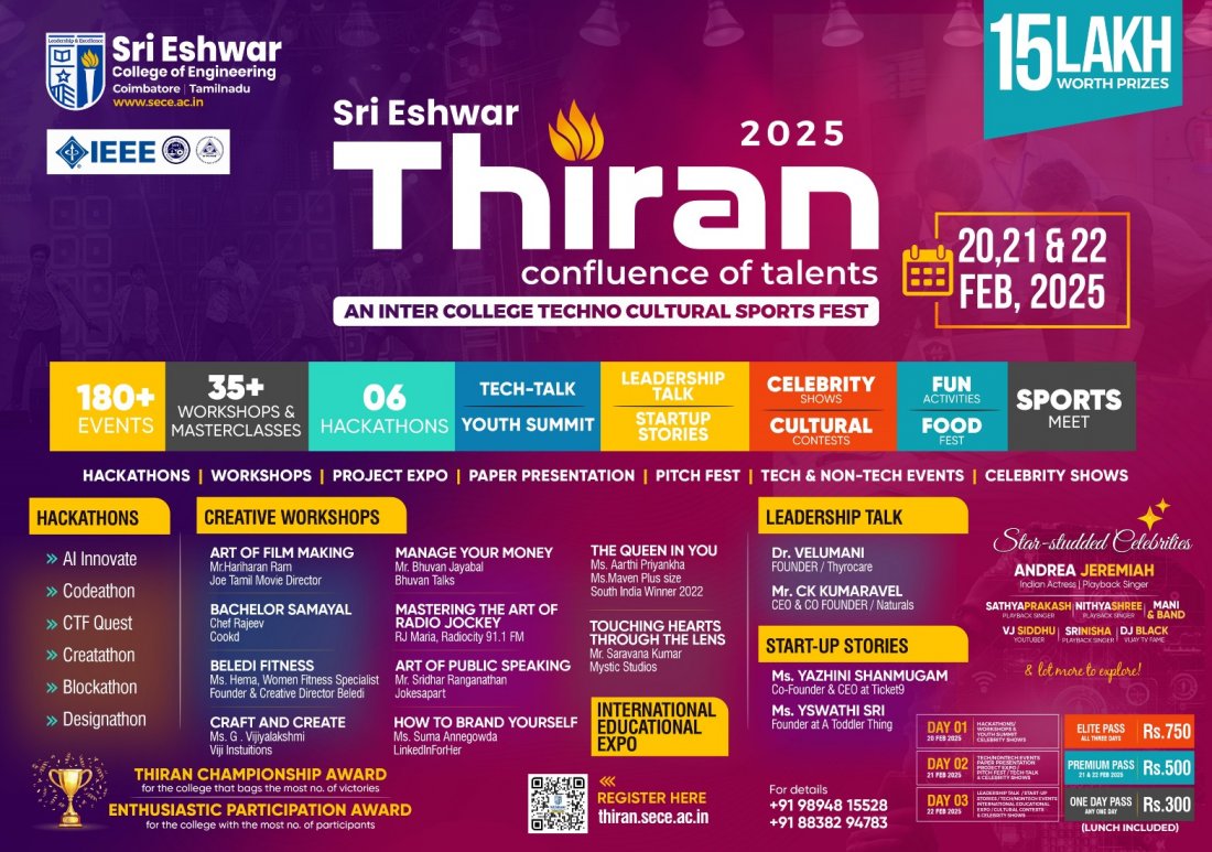 Thiran2025 (technical mega techno-cultural-sports fest), Sri Eshwar ...