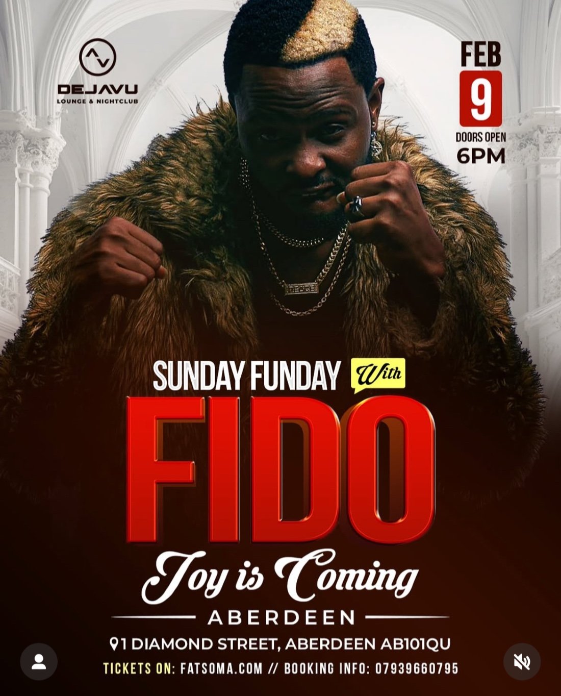 Sunday Funday with Fido (Joy is coming), Dejavu Nightclub Aberdeen, 9 February to 10 February ...