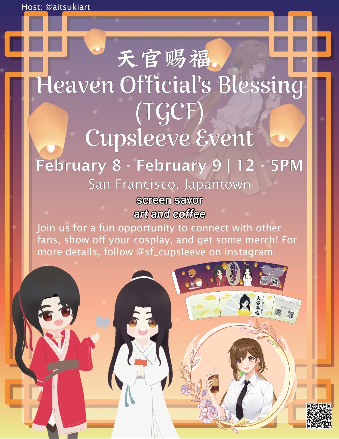 Heaven Officials Blessing TGCF Cupsleeve Event @SF Japantown Eastmall ...