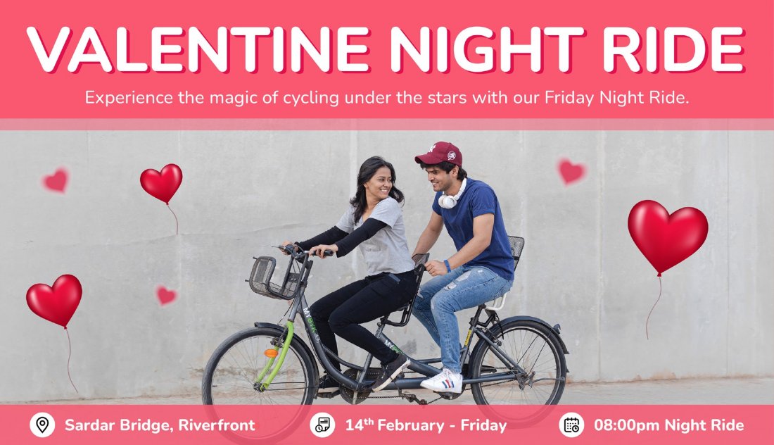 Valentines Night Ride with MYBYK, Riverfront cycle, Ahmedabad, 14 ...