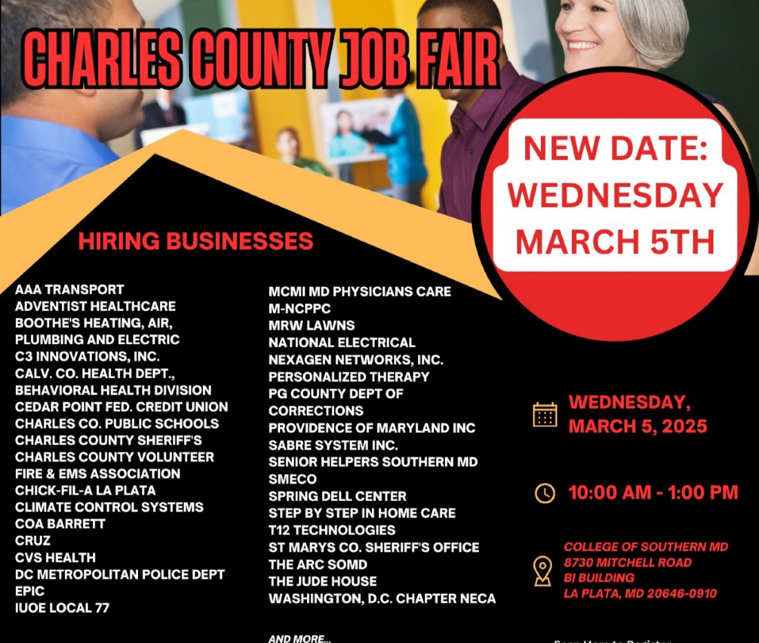 Charles County Job Fair, College of Southern Maryland, Pomfret, 5 March 2025 | AllEvents