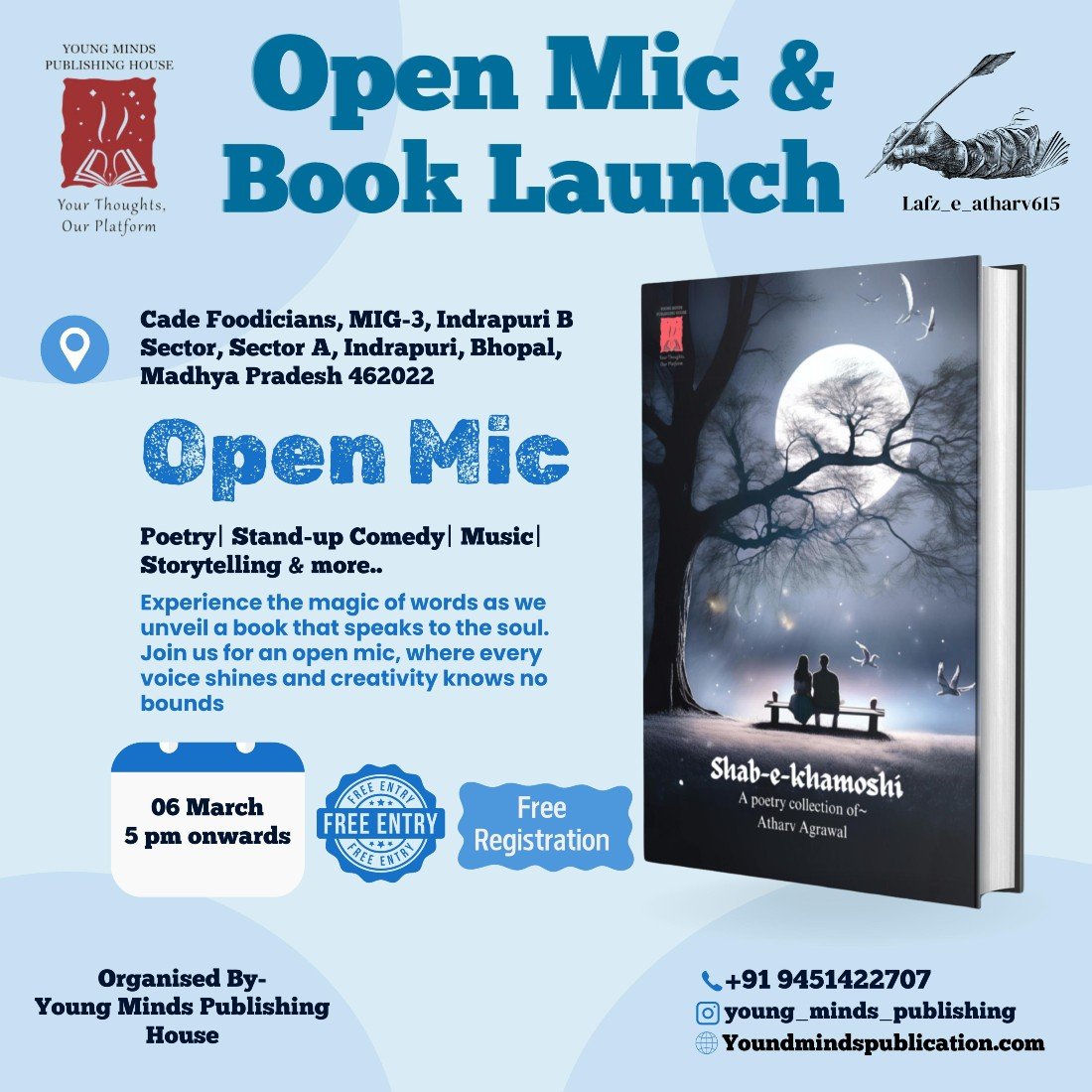 Open Mic Bhopal & Book Launch, FOODICIAN’S, Bhopal, 6 March 2025 ...