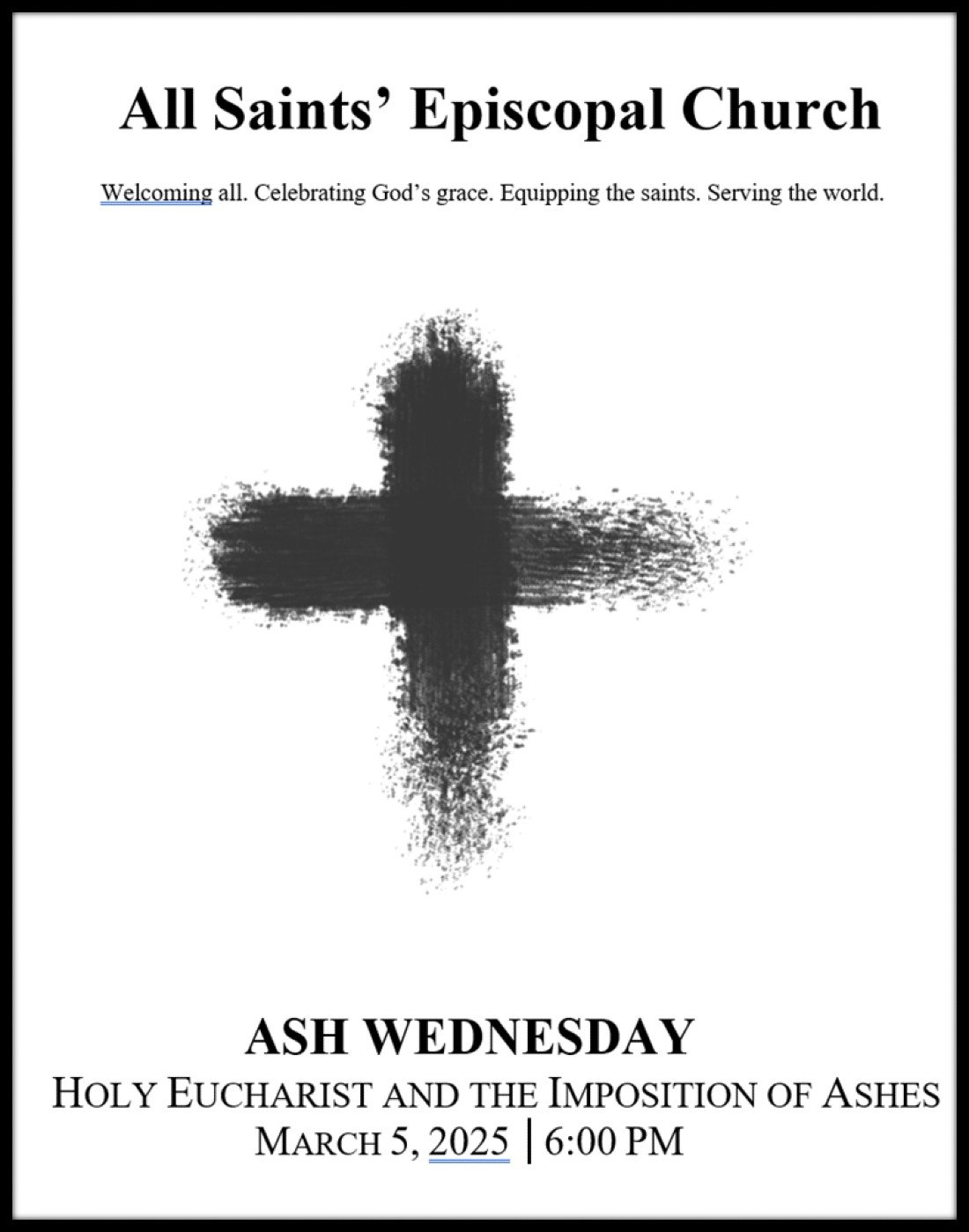 Ash Wednesday Services at All Saints Episcopal Church, All Saints ...