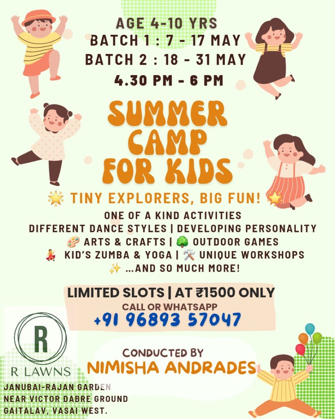 SUMMER CAMP 2025, R Lawns & Turf Legacy, Vasai, 7 May 2025 | AllEvents