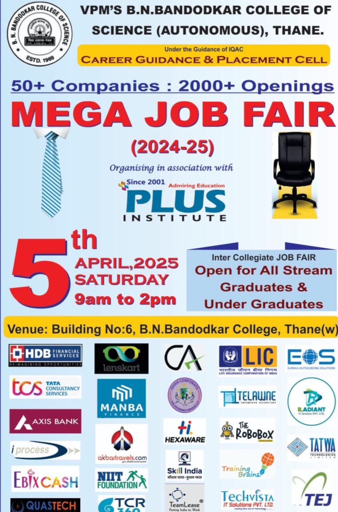 MEGA JOBFAIR 2025, Vidya Prasarak Mandal’s B. N. Bandodkar College of ...